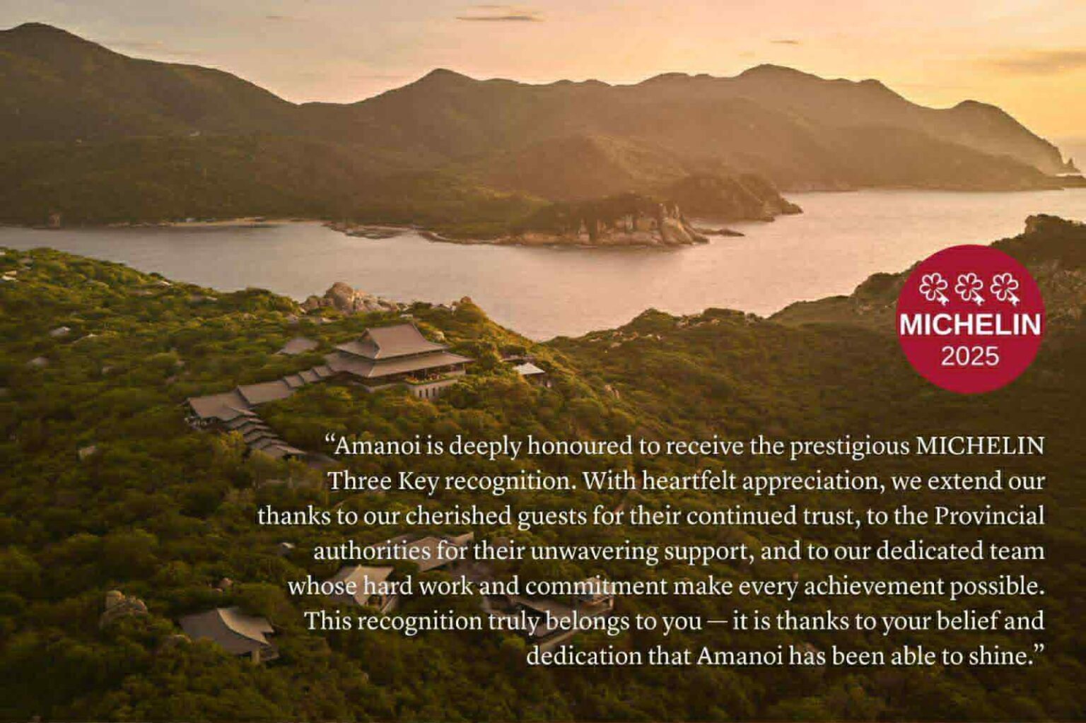 Amanoi được vinh danh với Ba Michelin Key 2025 - DOANH NHÂN MAGAZINE